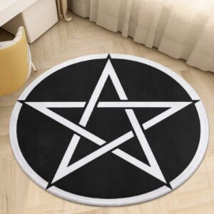 sthpoe pentacle witch modern pagan wicca witchcraft ultra soft non-slip area rugs indoor coral velvet floor mat short flannel carpet for living room bedroom dining room, 24*24in