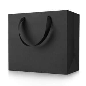 moxarysu black gift bags with handles: 12.5x4.5x11 inch 6pcs large paper gags bulk for party shopping birthday wedding