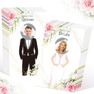 humyoun 100 pcs bridal shower games scratch off bridal shower game find the bride groom wedding games floral theme funny bachelor party games ideas for guests, 100 cards, 100 stickers, no photos