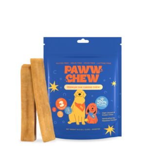 paww chew yak cheese himalayan dog chews - all natural long lasting dog treats, (monster - 2 pack) odorless, high protein yak chew, great for oral health, only 3 ingredient yak bones for power-chewers