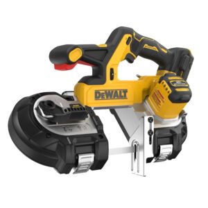 dewalt 20v max xr dual trigger bandsaw, brushless motor, portable and cordless, 3-3/8 inch cut capacity, bare tool only (dcs379b)