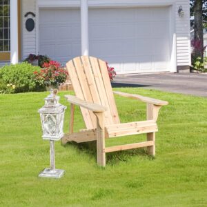 lokatse home outdoor wooden adirondack classic fire pit chair for deck yard/garden, natural wood