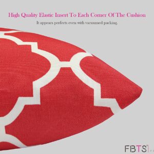 FBTS Prime Pack of 2 Outdoor Waterproof Decorative Throw Pillow Covers for Patio Furniture, 18x18 Inch Fade Resistant Patio Garden Cushions for Couch Bed Sofa, Geometric Red