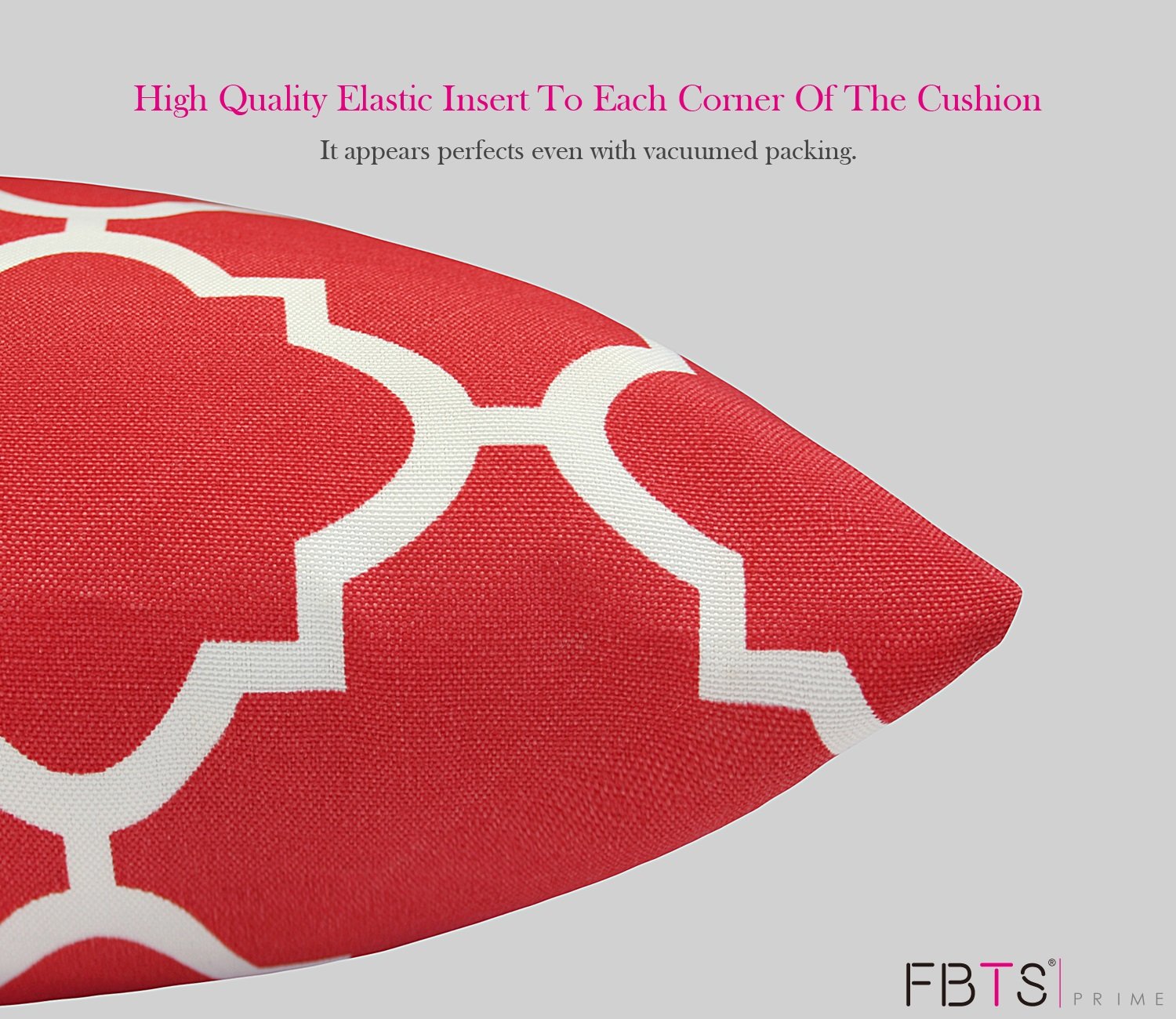 FBTS Prime Pack of 2 Outdoor Waterproof Decorative Throw Pillow Covers for Patio Furniture, 18x18 Inch Fade Resistant Patio Garden Cushions for Couch Bed Sofa, Geometric Red