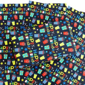 bolianne birthday wrapping paper sheets - colorful happy birthday gift wrap paper for boys girls kids men women - gift wrapping paper for holiday - 3 sheets, 20 x 29 inch, high gloss