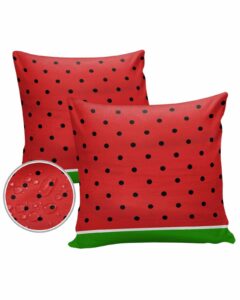 lsrtoss watermelon outdoor waterproof pillow covers, black polka dots green summer fruits decorative square throw pillowcase sofa cushion sham for patio/couch/chair, 18""x18"" 2 pack, summersrs49779