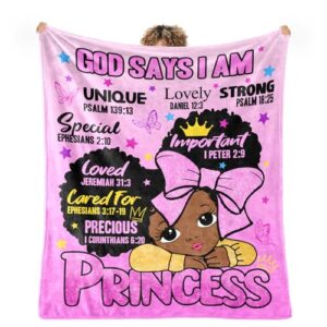 oiijzzy african american black girl blanket for kids, black girl magic blanket for baby toddler, afro princess throw blanket for sofa bedroom birthday gift decor 60"x50"