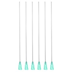 patikil 18ga x 5 inch dispensing needle tips, 6pcs stainless steel and plastic glue needle tube blunt tips with luer lock for glue oil applicator, green