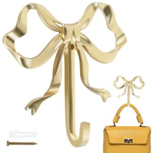 stuipiul bow hook 9.2x9x2cm decorative bow hanger gold towel hook multi-purpose bow shaped hat hooks gold brass bow shaped hat hooks wall hanging towel hook for bathroom bedroom bathrobe (1pcs)