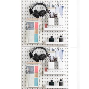 mulsame pegboard combination kit, wall mounted storage set with 8 pegboards & 28 accessories hanging, white peg boards organizer for walls display, crafts organization, kitchen organizer, 22" x 44"