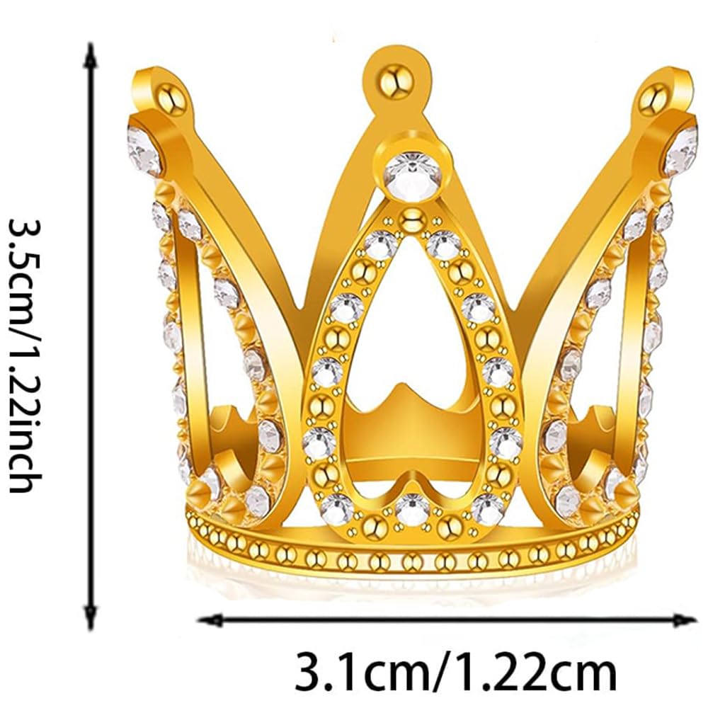 Fulanfudi 16pcs Mini Crown Cake Topper Crown Tiara Cake Topper Baby Princess Tiara Crown Rhinestone Crown Cake Decorations for Baby Shower Princess Themed Birthday Wedding Party(Gold)