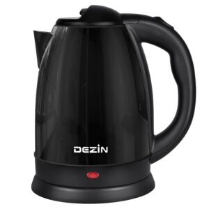 dezin electric kettle upgraded, 2l stainless steel tea kettle, fast boil water warmer with auto shut off and boil dry protection tech for coffee, tea, beverages, black