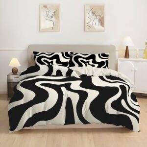 rvciby girls black and white stripe duvet cover queen size,cotton and polyester trendy duvet cover comforter cover set with corner ties &zipper closure,1 duvet cover&2 pillowshams for boys women man