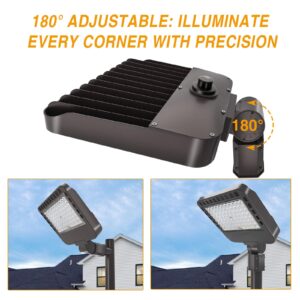 LED Parking Lot Light 200W, 170LM/W IP67 Waterproof Efficient Dusk to Dawn Outdoor Street Flood Lighting, 34000LM Shoebox Area Fixture for Commercial, Slipfitter Mount, 5000K, 120-277Vac, ETL Listed