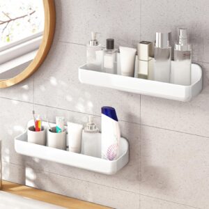 diesisa 2pc acrylic wall mounted shower caddy, adhesive shelf, bathroom shelves for wall, no drilling hang walls,stick on shelf, with self adhesive tape, for bathroom, kitchen, living room