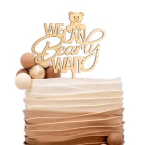 zaibianhao we can bearly wait cake topper,bear cake decorations, we can bearly wait wooden cake topper for baby shower party supplies,gender reveal party supplies (bearly cake topper)