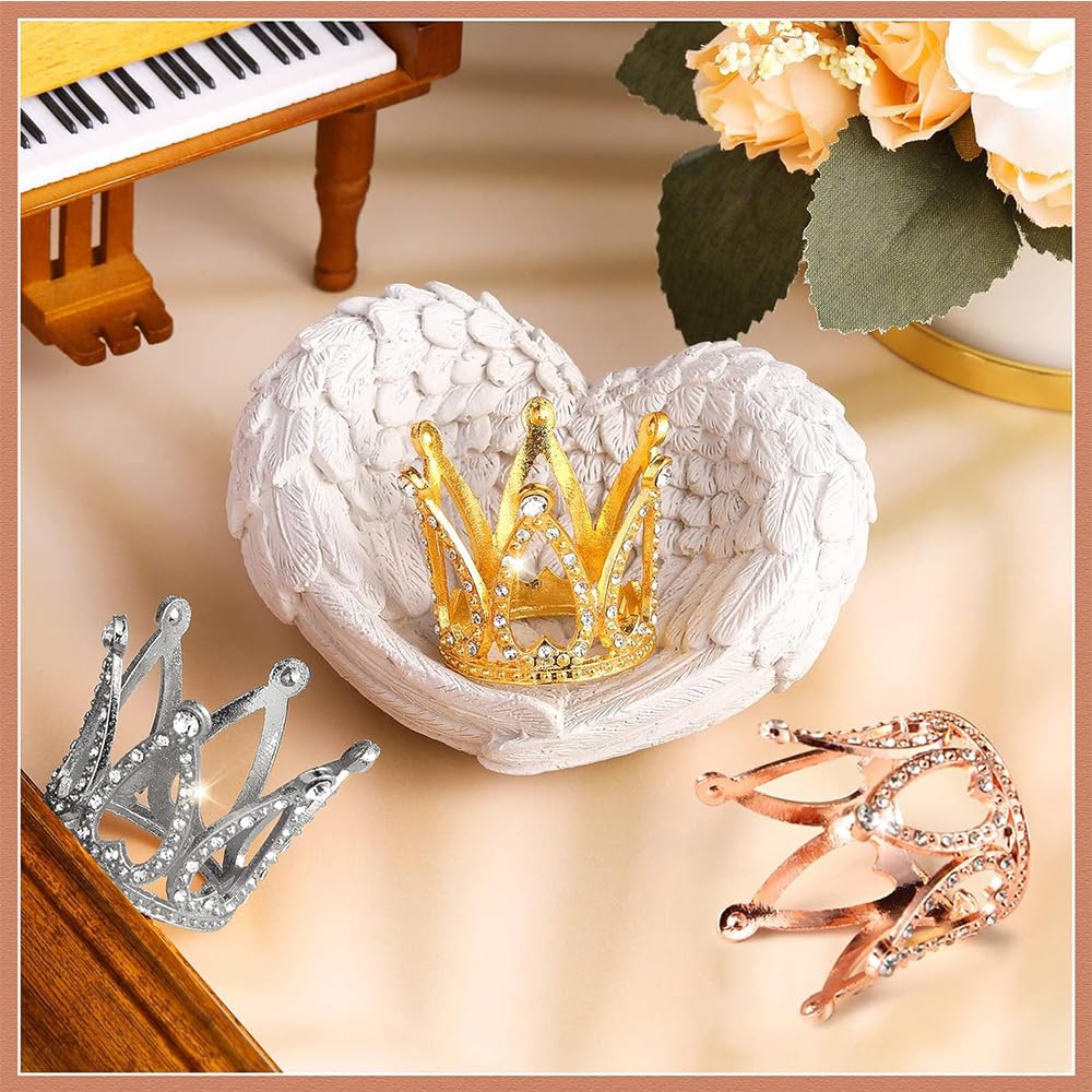 Fulanfudi 16pcs Mini Crown Cake Topper Crown Tiara Cake Topper Baby Princess Tiara Crown Rhinestone Crown Cake Decorations for Baby Shower Princess Themed Birthday Wedding Party(Gold)