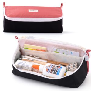 cicimelon cute pencil case simple flip-top organizer pen pouch stationery storage bag for school teen girls boys, red