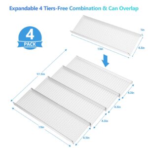 SZWQILIN Spice Drawer Organizer, Spice Rack Drawer for Kitchen,4 Tier Clear Acrylic， Expandable From 13" to 26" Spice Rack Tray for Cabinet/Countertop(4 Pcs Clear)