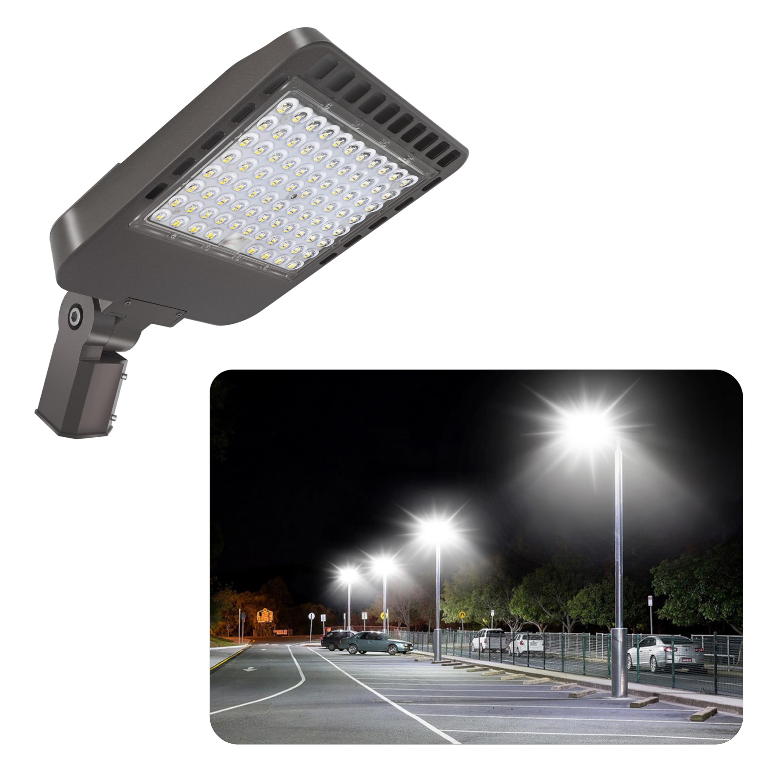 LED Parking Lot Light 200W, 170LM/W IP67 Waterproof Efficient Dusk to Dawn Outdoor Street Flood Lighting, 34000LM Shoebox Area Fixture for Commercial, Slipfitter Mount, 5000K, 120-277Vac, ETL Listed