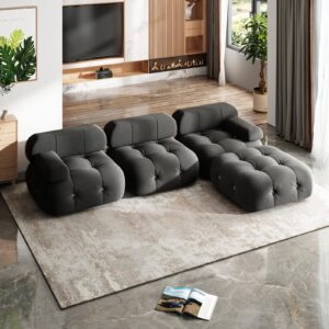 puremind bubble couch 103 inches,funky velvet bubble sofa convertible modular sectional couch, modern l shaped 3 seater bubble sofa,diy cool cloud couches for living room bedroom apartment (dark grey)