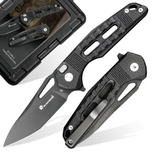 hx outdoors pocket knife with lock, premium d2 steel folding knife with pocket clip and non slip g10 handle for men，outdoor, survival, camping, hiking