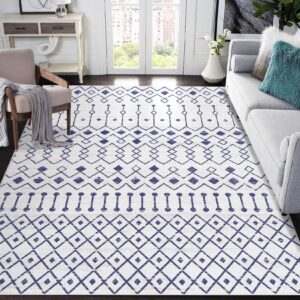 gaomon 4x6 rug for living room washable rugs modern geometric area rug for bedroom tribal office carpet soft nursery rug low pile floor cover neutral rugs blue and white