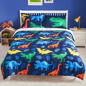 joiedomi kid twin comforter set - 5 piece dinosaur bedding set for boys/girls - super soft microfiber bed in a bag with comforter, sheets, pillowcase & sham