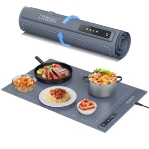 Warming Mat for Food,3 Tempmaster Adjustable Warming Tray Setting Foldable Electric Warming Tray,250W Full-Surface Heat in 10s Food Warming Mat,1.8m Power Plug Warming Tray for Buffets Party (Grey)