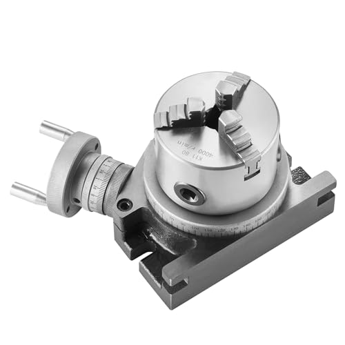 VEVOR Rotary Table for Milling Machines, 4''/ 100 mm, Horizontal Vertical Model Precision Milling Rotary Table, with 3.1''/80 mm 3-Jaw Chuck M10 T-Bolts Nuts, for Milling Engineering Indexing Tools