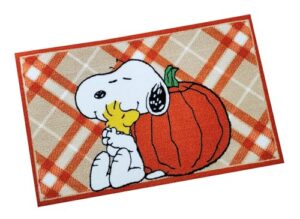 nourison peanuts accent throw rug 20 x 32 inches non-skid latex backing cartoon character print (fall pumpkin rug)