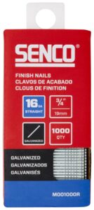 senco m001000r 3/4" 16 gauge straight finish nails, galvanized finish 1,000 count pack