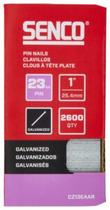 senco cz13eaar 1" 23 gauge pin nails, galvanized finish 2,600 count pack