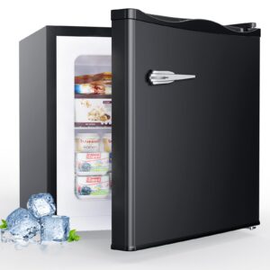 free village upright freezer - 1.2 cu.ft small upright freezer with 5°f to -11°f, adjustable temperature for singles & small families, energy-efficient, ideal for apartments & dorms, black