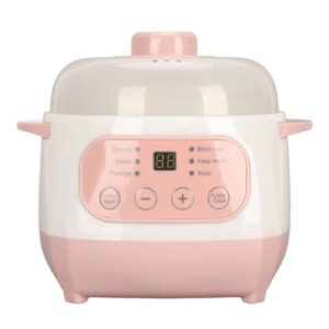 jiawu electric stew pot, 200w 1 l digital electric rice cooker with lid, small ceramic stew cooker built in timer, makes soups, stews, porridges, grains and cereals for individuals (us