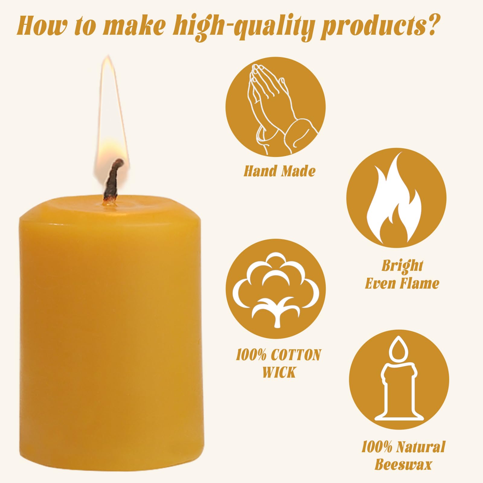 12Pcs Beeswax Votive Candles, Natural Beeswax Candles Bulk, Handmade Pure Votive Candles for Home Room Decor Party Wedding Spa, Smokeless and Dripless Votives Candles