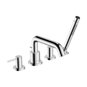 hansgrohe tecturis s 2-handle 12-inch wide roman tub filler bathtub faucet and shower set in chrome, 73442001