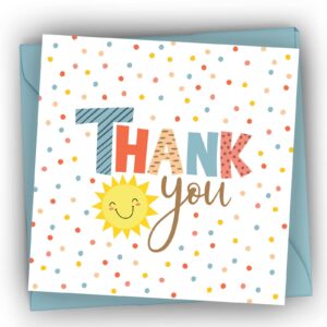 honeyplum lil ray of sunshine thank you cards - pack of 36 cards with matching envelopes - small thank you cards sized 5 x 5