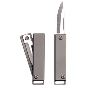 tikidesign tkk1 mini titanim pocket knife, edc utility knife with key ring, lockable folding knife with d2 steel blade, cool edc tool for camping, hiking and outdoor