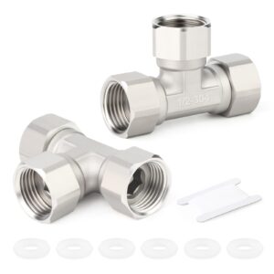 taisher 2pcs 304 stainless steel 3 way 3 ends flexible movable tee connector, 1/2" for sprayer, angled valve, shower arm