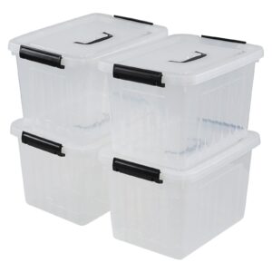 melontray 10 l clear plastic latch storage box with lids, set of 4 plastic storage bins