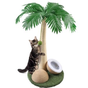 doicah cat scratching post, 27" tall scratch tree coconut palm with premium sisal rope, simulated leaves and coconut cat scratching ball,toys for indoor kittens and cats (cat scratching ball)