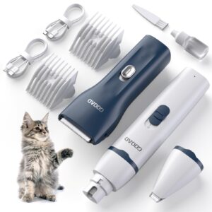 gooad cat clippers for matted hair, quiet cat shaver for long hair, cordless cat hair trimmer for grooming, cat paw trimmer nail grinder,pet shaver cat grooming kit for cats small dogs animals(blue)