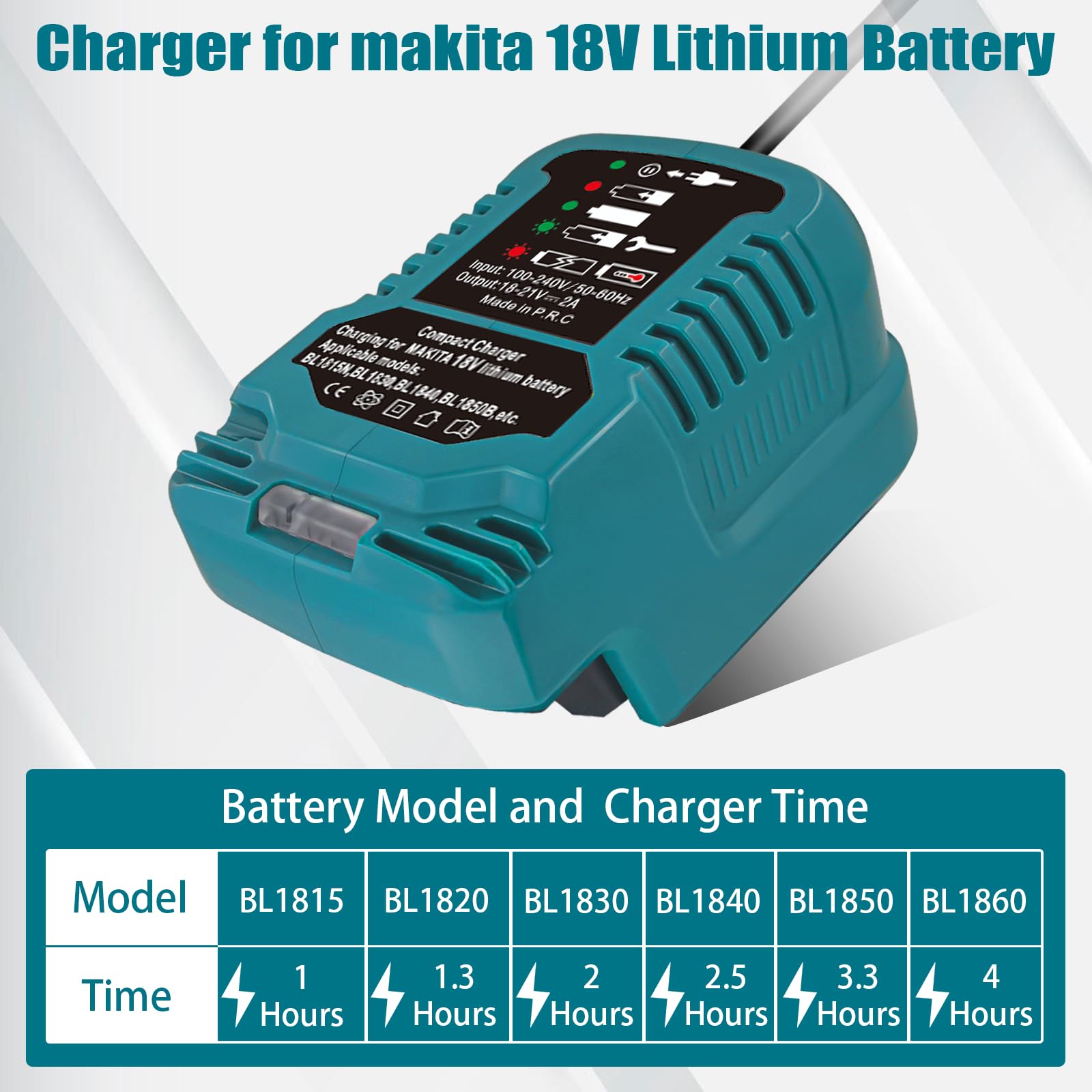 JJXNDO DC18RC 18 Volt Lithium Battery Charger Replacement for Makita 18V Lithium-Ion Battery BL1850 BL1840B BL1820 BL1815 BL1860 BL1430 BL1450 BL1830 Mini Compact Charger(Not for 14.4V)