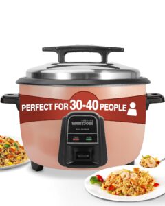 wantjoin rice cooker - 42 cups (cooked) with removable non-stick bowl, 10l/10.56qt commercial stainless rice cooker with keep warm function for party, family, brown