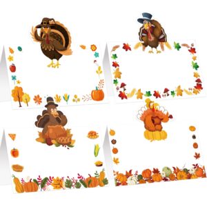 thanksgiving place cards turkey tent name tags for dinner table setting party supplies 24 pcs