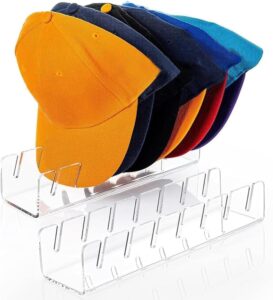 ynpjqwp hat organizer, 2 pcs no install acrylic hat stand for baseball caps for 14 baseball caps, hat racks for baseball caps display and organizer for bedroom, closet, dresser, office