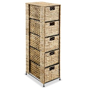 gecheer storage unit with 5 baskets 10"x14.6"x39.4" water hyacinth d320509c