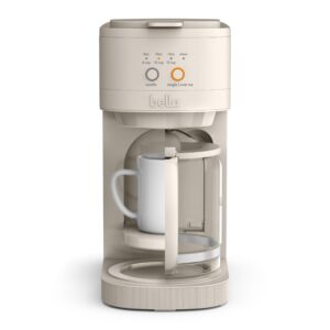 bella versabrew 2-in1 coffee maker, fits-anywhere kitchenware, brew 3 sizes carafes & single serve cups, dishwasher safe reusable filter & filter holder, iced coffee function, 60oz tank, oatmilk