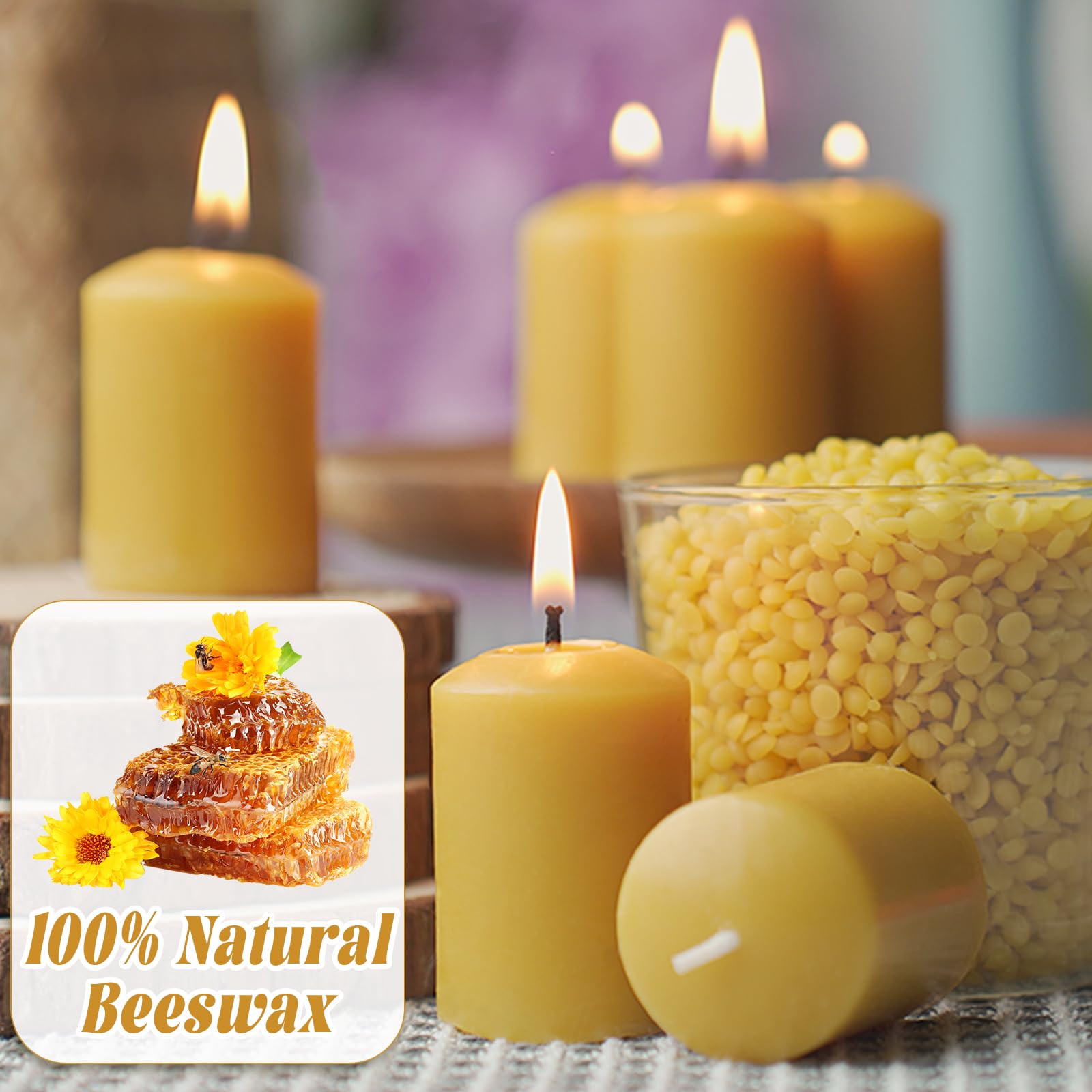 12Pcs Beeswax Votive Candles, Natural Beeswax Candles Bulk, Handmade Pure Votive Candles for Home Room Decor Party Wedding Spa, Smokeless and Dripless Votives Candles